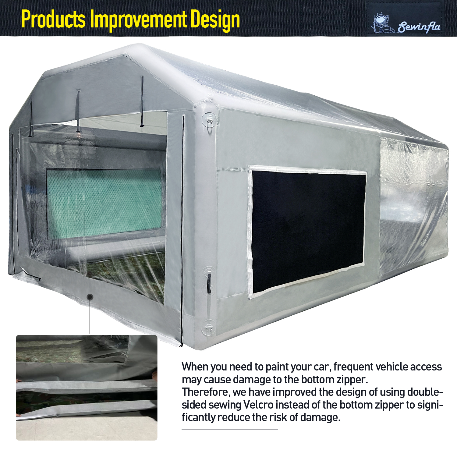 Custom Sewinfla Airtight Waterproof Paint Booth 24x15x10FT with 2 ...